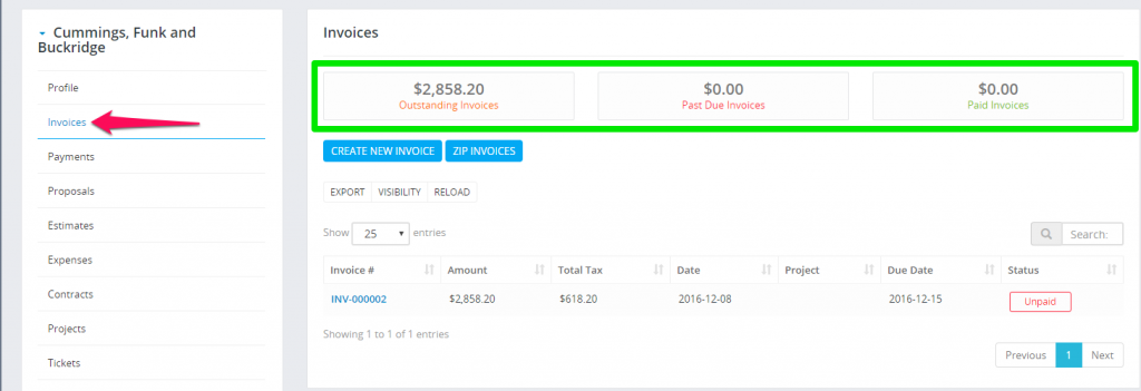 customer-invoices-tab | Powerful Open Source CRM