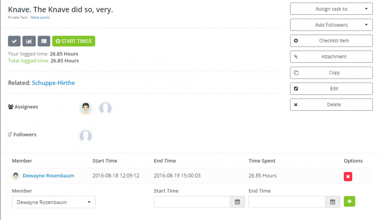 task-timesheets | Powerful Open Source CRM